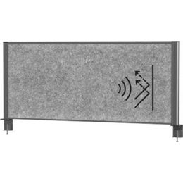 Maul Tisch-Trennwand Maulconnecto, Akustikvlies 4000 g/m&sup2;, Aluminiumprofil, B 1200 x H 500 mm, Akustik dunkelgrau, anthrazit