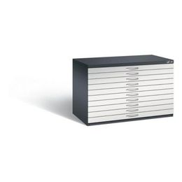 Planschrank aus Stahl, f&uuml;r Formate bis DIN A1, 10 Schubladen