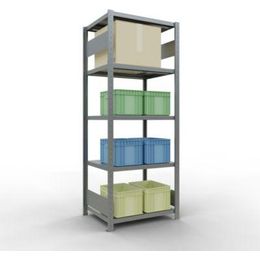 SCHULTE LAGERTECHNIK Fachbodenregal-Stecksystem MULTIplus 250, Grundregal, L&auml;ngenriegel, 2000x750x600 mm, 5 B&ouml;den, verzinkt
