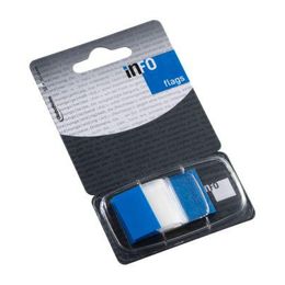Haftnotizen INFO FLAGS, Z-Faltung, beschreibbar, selbstklebend, abl&ouml;sbar, l&ouml;sungsmittelfrei, 50 Blatt mit Spender, B 43 x H 25 mm, blau-transparent