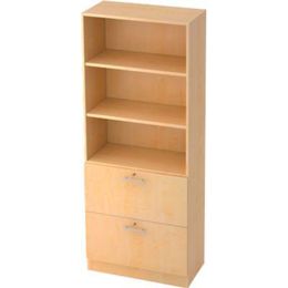 H&auml;ngeregistraturschrank JENA, 5 OH, B 800 mm, 2 Schubladen, abschlie&szlig;bar, Ahorn-Dekor