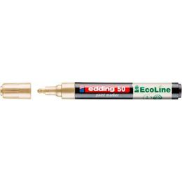 Lackmarker Edding 50 EcoLine, Schreibfarbe Gold, Rundspitze, Strichst&auml;rke 2-3 mm, mit Kappe, wasserbasiert, nachf&uuml;llbar, 1 St&uuml;ck