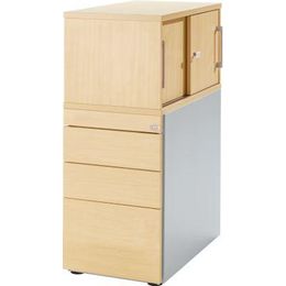 Sch&auml;fer Shop Sch&auml;fer Shop Genius Standcontainer mit Aufsatzschrank inkl. Schiebet&uuml;r, komplett abschlie&szlig;bar, seitliche Griffnut, ahorn