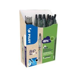 Pi.lot Kugelschreiber PILOT Bottle 2 Pen Ecoball, schwarz, Strichbreite 0,6 mm, dokumentenecht, nachf&uuml;llbar, 86 % Recyclingmaterial, 10 St&uuml;ck + 10 Minen schwarz