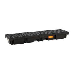 PE-Auffangwanne CEMO 220/4e, mit 4 PE-Gitterrosten, B 2450 x T 660 x H 260 mm, 215 l, f&uuml;r 4 x 200 l F&auml;sser, bis 1200 kg