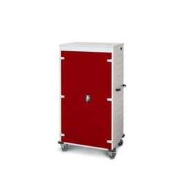 Laptopwagen mit Ladefunktion, 2-Punkt-Verriegelung, Feststellbremse, 26 F&auml;cher, B 920 x T 500 x H 1540, weinrot