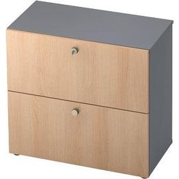 H&auml;ngeregistraturschrank TOPAS LINE, 2 Ordnerh&ouml;hen, mit Vollauszug, graphit/Eiche-Dekor
