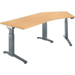 Sch&auml;fer Shop Sch&auml;fer Shop Genius Schreibtisch ERGOSTYLE S, 135&deg;, einstufig, elektrisch h&ouml;henverstellbar, Ansatz rechts, C-Fu&szlig;, B 2165 x T 800 x H 715-1182 mm, inkl. Memory Master, Buche/anthrazit