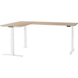 Sch&auml;fer Shop Sch&auml;fer Shop Genius Winkelschreibtisch Modena Flex, elektrisch h&ouml;henverstellbar, 90&deg; Winkel beidseitig, B 2000 x T 2000 mm, Eiche/wei&szlig;