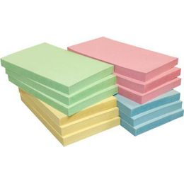 INFO Haftnotizen, Recyclingpapier, 125 x 75 mm, 12 x 100 Blatt, blanko, bunt