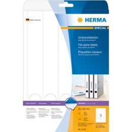 Herma Ordneretiketten A4, 297 mm lang, permanent haftend/bedruckbar, 125 St&uuml;ck, wei&szlig;