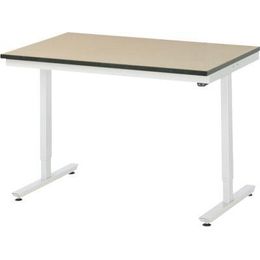 Rau Arbeitstisch Adlatus, elektrisch h&ouml;henverstellbar, 22 mm MDF-Platte, bis 150 kg, B 1250 x T 800 x H 720-1120 mm, bRaun/lichtgRau
