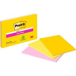 Post-it&reg; Super Sticky Notes im Gro&szlig;format 6445-3SS-EU, Verschiedene Farben, 152 mm x 101 mm, 45 Blatt/Block, 3 Bl&ouml;cke/Packung, 100% PEFC