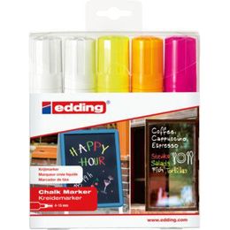 Kreidemarker Edding 4090 4-15mm, 2 x wei&szlig;, 1xneongelb, 1xneonorange, 1xneonpink