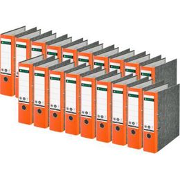 Leitz&reg; Ordner 1080, DIN A4, R&uuml;ckenbreite 80 mm, Griffloch, geklebtes R&uuml;ckenschild, Hartpappe, 20 St&uuml;ck, orange