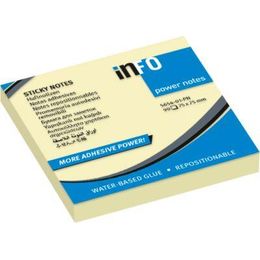 inFO Power Notes Haftnotizen, 75 x 75 mm, 100 Blatt pro Block, 12 Bl&ouml;cke, blanko, gelb
