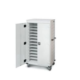 Laptopwagen mit Ladefunktion, 2-Punkt-Verriegelung, Feststellbremse, 26 F&auml;cher, B 920 x T 500 x H 1540, lichtgrau
