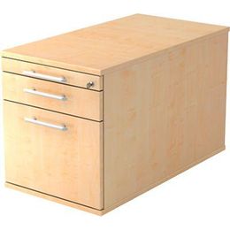 Rollcontainer, 1 Schub, 1 Utensilienauszug, H&auml;ngeregistraturauszug, B 428 x T 800 x H 512 mm, Ahorn