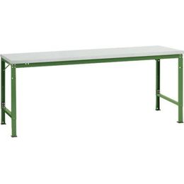 Manuflex Grundtisch UNIVERSAL Spezial, 2000 x 1000 mm, Melamin lichtgrau, resedagr&uuml;n