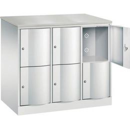 C+P Schlie&szlig;fachschrank Resisto, 3 Abteile, 6 F&auml;cher, B 1148 x T 640 x H 1077 mm, Lichtgrau