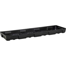 Auffangwanne f&uuml;r Kleingebinde CEMO 13/4, Volumen 28 l, f&uuml;r Regalfachma&szlig; 1300 x 400 mm, ohne Gitterrost, mit Zulassung, stapelbar, Polyethylen, schwarz