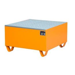 Bauer Stahl-Auffangwanne mit Gitterrost, 800 x 800 mm, orange RAL 2000