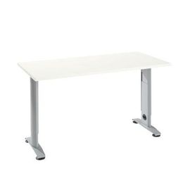 Sch&auml;fer Shop Home Office Tisch Login, C-Fu&szlig;, B 1300 x T 650 mm, wei&szlig;/wei&szlig;alu