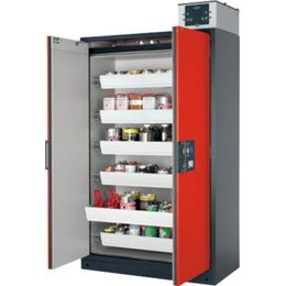 Sicherheitsschrank Typ 90 ASECOS Q-CLASSIC-90, B 1200 mm, 6 Ausz&uuml;ge, verkehrsrot