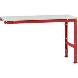 Manuflex Ansatztisch UNIVERSAL Standard, 1500 x 800 mm, Melamin lichtgrau, rubinrot