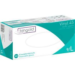 Schutzhandschuhe BINGOLD Vinyl 45, Einweg, latex- und puderfrei, unsteril, Vinyl, transparent, Gr&ouml;&szlig;e L, 100 St&uuml;ck