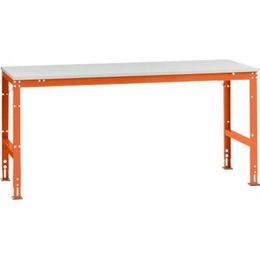 Manuflex Arbeitstisch UNIVERSAL Standard, 2000 x 1000 mm, Melamin lichtgrau, rotorange