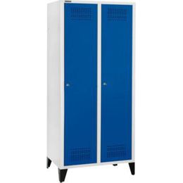 Sch&auml;fer Shop Sch&auml;fer Shop Genius Kleiderspind mit F&uuml;&szlig;en, 2 Abteile, 400 mm Abteilbreite, Zylinderschloss, enzianblau