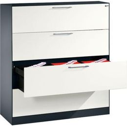 H&auml;ngeregistraturschrank ASISTO C 3000, 4 Schubladen, 3-bahnig, B 1200 mm, anthrazit/wei&szlig;