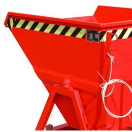 Sp&auml;ne-Kippmulde Bauer SKS 400, Stahl, rot, B 1220 x T 1050 x H 1115 mm, 400 l, bis 1000 kg, Rollen, Ablasshahn, Manuelle Kippvorrichtung
