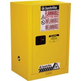 Justrite FM-Sicherheitsschrank Compac Sure-Grip&reg; EX, f&uuml;r entz&uuml;ndbare Fl&uuml;ssigkeiten, bis 45 Liter, selbstschlie&szlig;ende T&uuml;ren, gelb