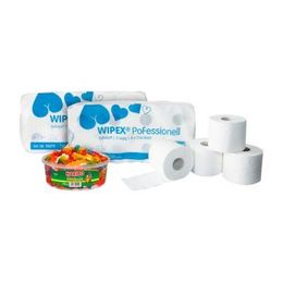 Sparset Toilettenpapier WIPEX Pofessional + 750 g Haribo Phantasia, 144 Rollen, 3-lagig, hochwei&szlig;