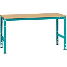 Manuflex Arbeitstisch UNIVERSAL Standard, 1750 x 1000 mm, Multiplex natur, wasserblau
