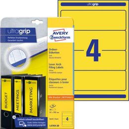 Avery Zweckform AVERY&reg; Zweckform Ordner-Etiketten, ultragrip, breit, gelb, 80 St&uuml;ck