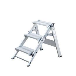 Munk Klapptreppe, Aluminium, stabiler Klappmechanismus, Doppelholme, rutschfest, Trittfl&auml;che B 360 x T 205 mm, max. 150 kg, 3 Stufen