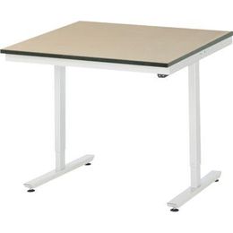 Rau Arbeitstisch Adlatus, elektrisch h&ouml;henverstellbar, 22 mm MDF-Platte, bis 150 kg, B 1000 x T 1000 x H 720-1120 mm, bRaun/lichtgRau