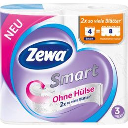 Toilettenpapier Zewa Smart, wei&szlig;, 3-lagig, 300 Blatt pro Rolle, 4 Rollen