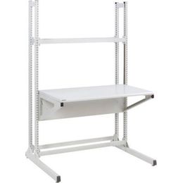 Arbeitstisch treston Quick Edge, rechteckig, manuell h&ouml;henverstellbar, bis 100 kg, B 1200 x T 700 x H 1930 mm, Stahl & Aluminium, lichtgrau RAL 7035