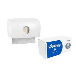 Komplettset Kleenex&reg; Falthandt&uuml;cher Ultra Interfold 6789, 2-lagig, 2790 Blatt + gratis Kimberly-Clark&reg; Handtuchspender Aquarius 6956, wei&szlig;
