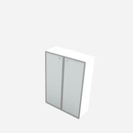 Schrank X-TIME WORK, 3 OH, Glast&uuml;ren, 860 x 430 x 1310 mm, Glas/Alu