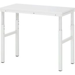 Rau Basistisch Serie E, manuell h&ouml;henverstellbar, 22 mm Spanplatte mit Melaminbelag, bis 450 kg, B 1500 x T 500 x H 650-1000 mm, lichtgRau