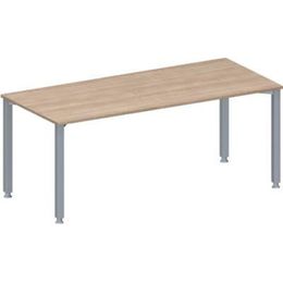 Sch&auml;fer Shop Sch&auml;fer Shop Genius Konferenztisch MODENA FLEX, Rechteck, 4-Fu&szlig; Quadratrohr, B 1800 x T 800 x H 720-840 mm, Eiche-Dekor/wei&szlig;aluminium RAL 9006