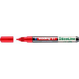 Lackmarker Edding 51 EcoLine, Schreibfarbe Rot, Rundspitze, Strichst&auml;rke 1-2 mm, mit Kappe, wasserbasiert, nachf&uuml;llbar, 10 St&uuml;ck