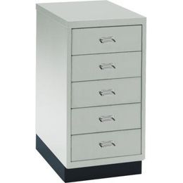 Schubladenschrank DIN A4, mit 5 Schubladen, 675 mm hoch, lichtgrau