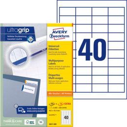 Avery Zweckform Avery&reg; Zweckform Etiketten 3657-200, A4, universell, permanenthaftend, ultragrip, druckergeeignet, FSC&reg;-Papier, rechteckig, wei&szlig;, 8800 St&uuml;ck auf 220 Bogen