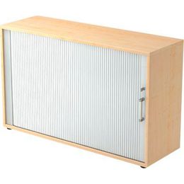Querrollladenschrank TARVIS, 2 Ordnerh&ouml;hen, B 1200 x T 400 x H 825 mm, abschlie&szlig;- & stapelbar, Ahorn-Dekor/alusilber